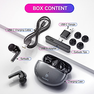 EasySMX Wireless Gaming Earbuds for PC, PS5 with Mic, 30ms Low Latency, Bluetooth/2.4GHz Wireless, USB-C Dongle Included, Compatible PS4, PS5, VR, Switch, Steam Deck, Black (TG-01)