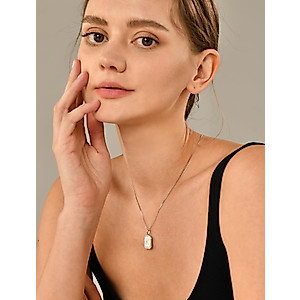 YL Initial Necklace for Women 925 Sterling Silver Rectangle Pendant Halo Polished R Letter Jewelry