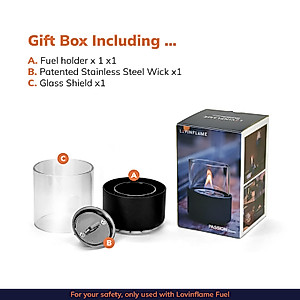 LOVINFLAME Passion Glass Candle Portable Tabletop Fire Pit Gift Patio Warmer Fireplace Indoor Home Décor Smokeless, ONLY Used with Lovinflame Ethanol-Free Fuel (Classic)