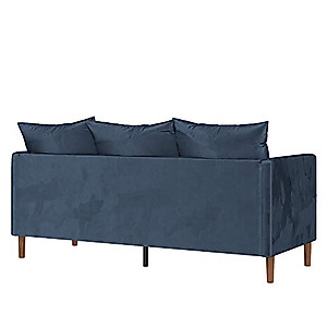 Novogratz Paige Modern Pillowback Sofa, Navy Blue Velvet