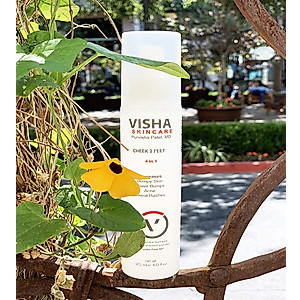 Visha Skincare Cheek 2 Feet 4 in 1 Body Spray for Men and Women, Decreases Bumpy Skin and Shave Bumps, Blemishes and Sweat Rashes, Aluminum Free Deodorizing Mist for Daily Use and After Workout 4fl oz