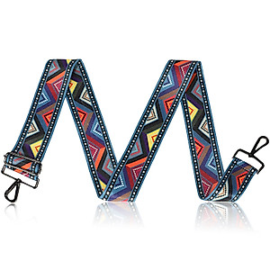 Abuyall Wide Strap Replacement Guitar Style Multicolor Crossbody Handbag Strap A