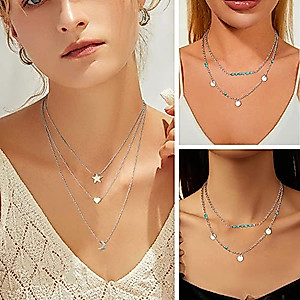 ORAZIO 52 Pcs Jewelry Sets for Women Layered Necklace Adjustable Braided Bracelets Set Dangle Stud Hoop Earrings CZ Stackable Knuckle Ring Set Fashion Ear Cuff Set Silver Gold Women's Jewelry Sets(Silver)