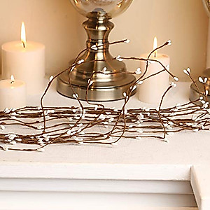 WILLBOND 64 Feet 30 Packs Ply Pip Berry Garland for Christmas Winter Indoor Outdoor Decor Head Wreaths Wedding Crowns (White)