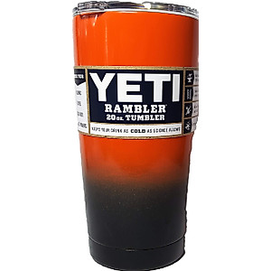 YETI Rambler, Powder-coated with New Magslide Lid -Sports Team Colors (20 ounce, Bright Orange/Gloss Black)