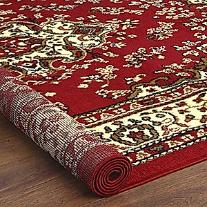 Antep Rugs Kashan King Collection HIMALAYAS Oriental Area Rug Maroon and Beige - Maroon and Beige - 6'7" x 9'