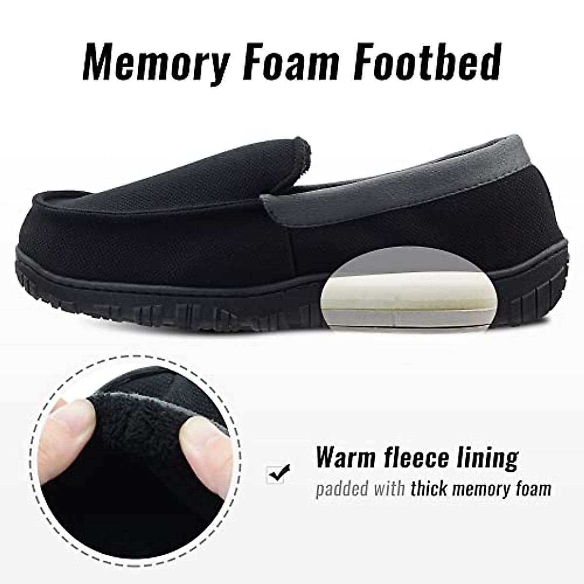 Boys Slippers House Shoes Moccasin Soft Nonslip Rubber Sole Indoor Outdoor Shoes for Boys Black Big Kid 5