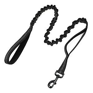 rabbitgoo Tactical Dog Leash, Bungee Dog Training Leash with Shock Absorption, Military Dog Leash with 2 Padded Control Handles for Medium Large Dogs, 4-5.2FT