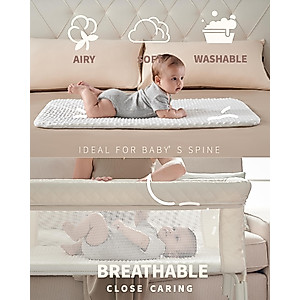 AirClub Bassinet Bedside Sleeper, Baby Crib for Newborn, Baby Bassinets Bedside Sleeper with 4 Auto-Lock & Adjustable Height, Breathable Mesh & Mattress, Bedside Bassinet