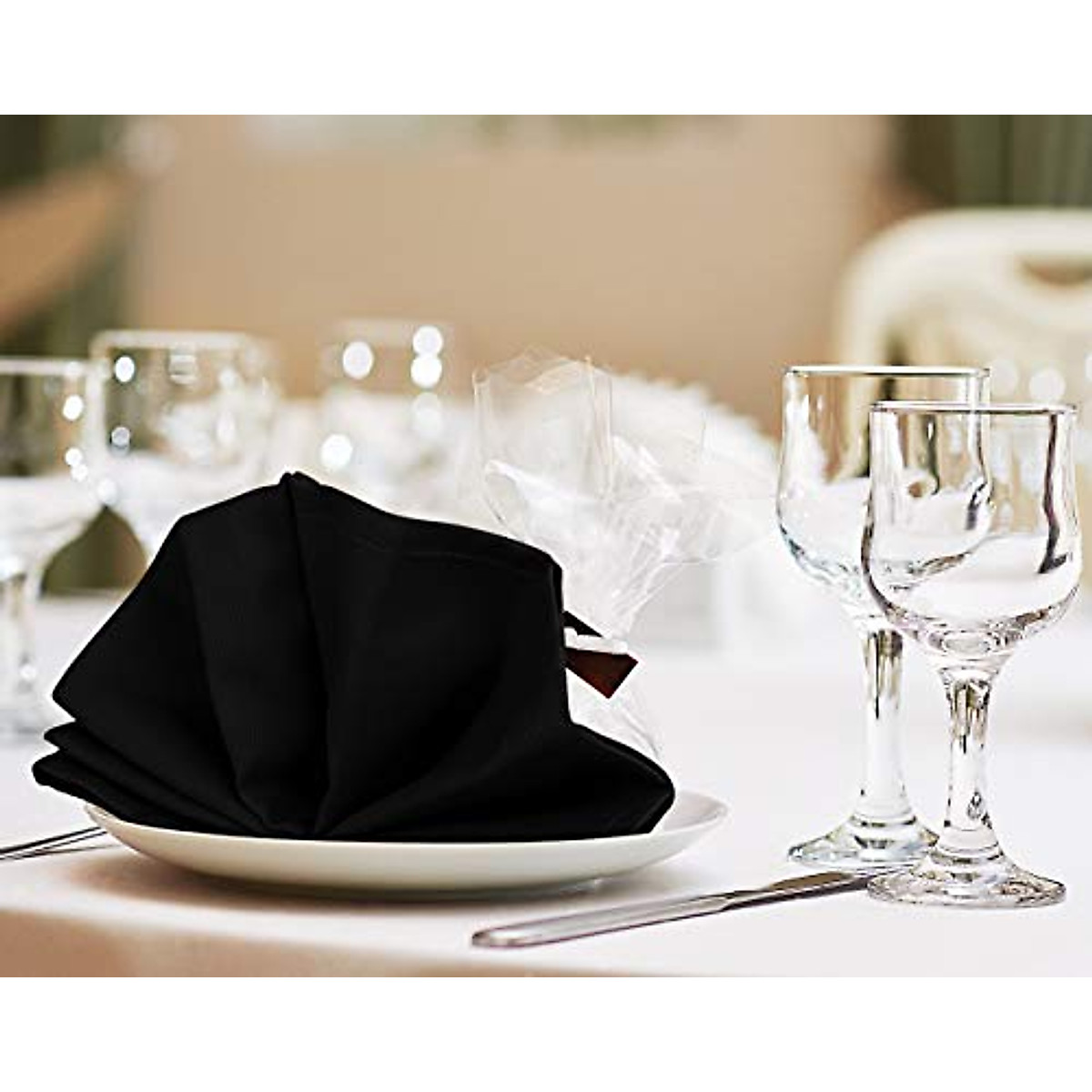 Utopia Kitchen Black Cloth Napkins [12 Pack, 18x18 Inch] Cotton Blend Washable and Reusable Table Dinner Napkins for Hotel, Lunch, Restaurant, Weddings, Event and Parties