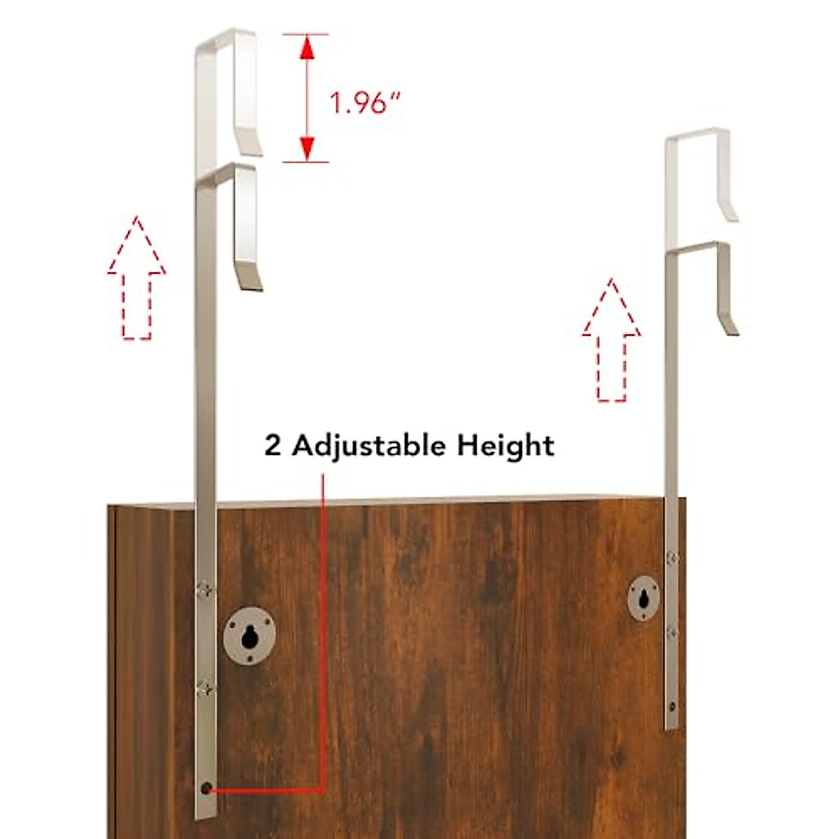 MASMIRE Full Length Mirror Jewelry Armoire With Built-In Touch Light - 47.3' H Cabinet With Wall Mount/Over The Door Mirror, Jewelry Storage and 4 Drawers - Rustic Brown