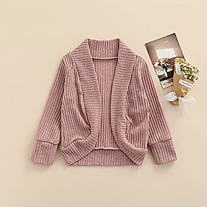 NvekeyBromn Toddler Little Girl Clothes Knitting Cardigan Sweater Fall Winter Baby Knitwear Oversized Sweatshirt Jacket Pink