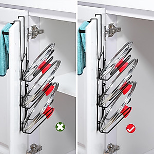 YIGII 2 Pack Cabinet Door Pot Lid Organizer/Pot Lid Holder - Over the Door Lid Organizer for Storage Pot And Pan Cover, Inside the Cabinet-Hanging 6-Tier Pot Lid Rack, Black