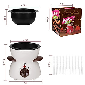 OFFKITSLY Fondue Pot Set, Mini Electric Fondue Pot Set for Melting Chocolate Cheese, Chocolate Meting Pot fondue maker Machine with Dipping Forks For Holiday Birthday Party Gift-White