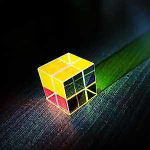 POPETPOP Toys Stained Glass Optical Glass RGB Dispersion Prism, Optic Prism Cube X- Cube Glass Prism Cube for Teaching of Photo Effects, Optics and Decoration Physics Toys Toys
