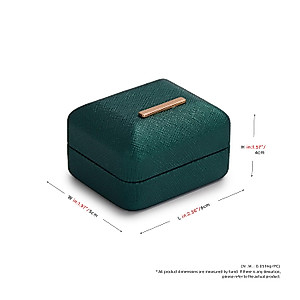 Woodten Green Round Corner PU Leather Proposal Ring Box Jewelry Ring Gift Box