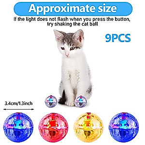 9 Pcs Light Up Cat Balls Ghost Hunting Cat Ball LED Motion Activated Cat Toy Interactive Lighted Ball Cat Toys Pet Glowing Mini Running Exercise Ball Toys for Kitten Dog Pet Animals Activity