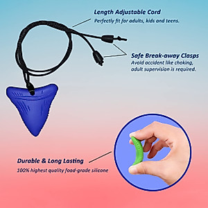 Sensory Chew Necklace for Kids and Adults, Shark Tooth Chew Necklaces for Boys Girls with Autism, ADHD, Fidgeting Needs, Sensory Chew Toys for Kids 4 Pack
