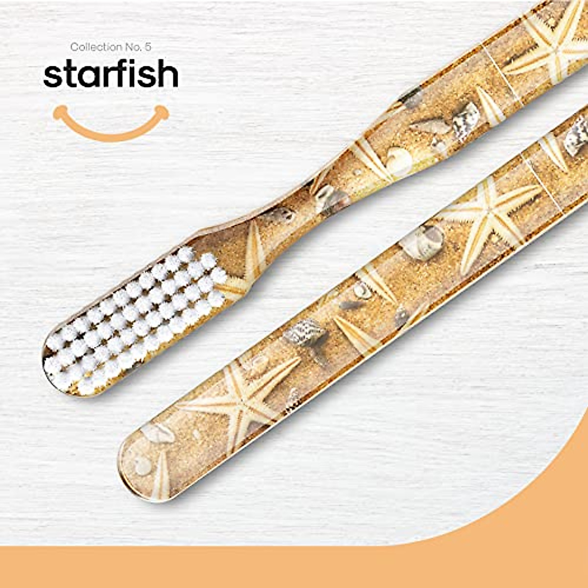 SMYL Toothbrush, Toothbrushes for Adults with Nylon Bristles, Oral Care and Plaque Removal, Day at The Beach Design, Pack of 4