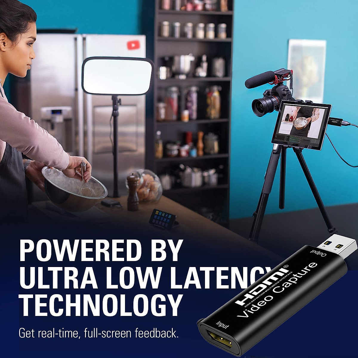 4K HDMI Video Capture Card, Cam Link Card Game Capture Card Audio Capture Adapter HDMI to USB 2.0 Record Capture Device for Streaming, Live Broadcasting, Video Conference, Teaching, Gaming(Black)