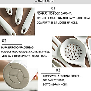 Cooking Utensils Set of 9 - Complete Kitchen Utensils for Cooking with Storage Box & Spoon Holder - Durable and Nonstick Cookware-Cooking Tools (Black-A)