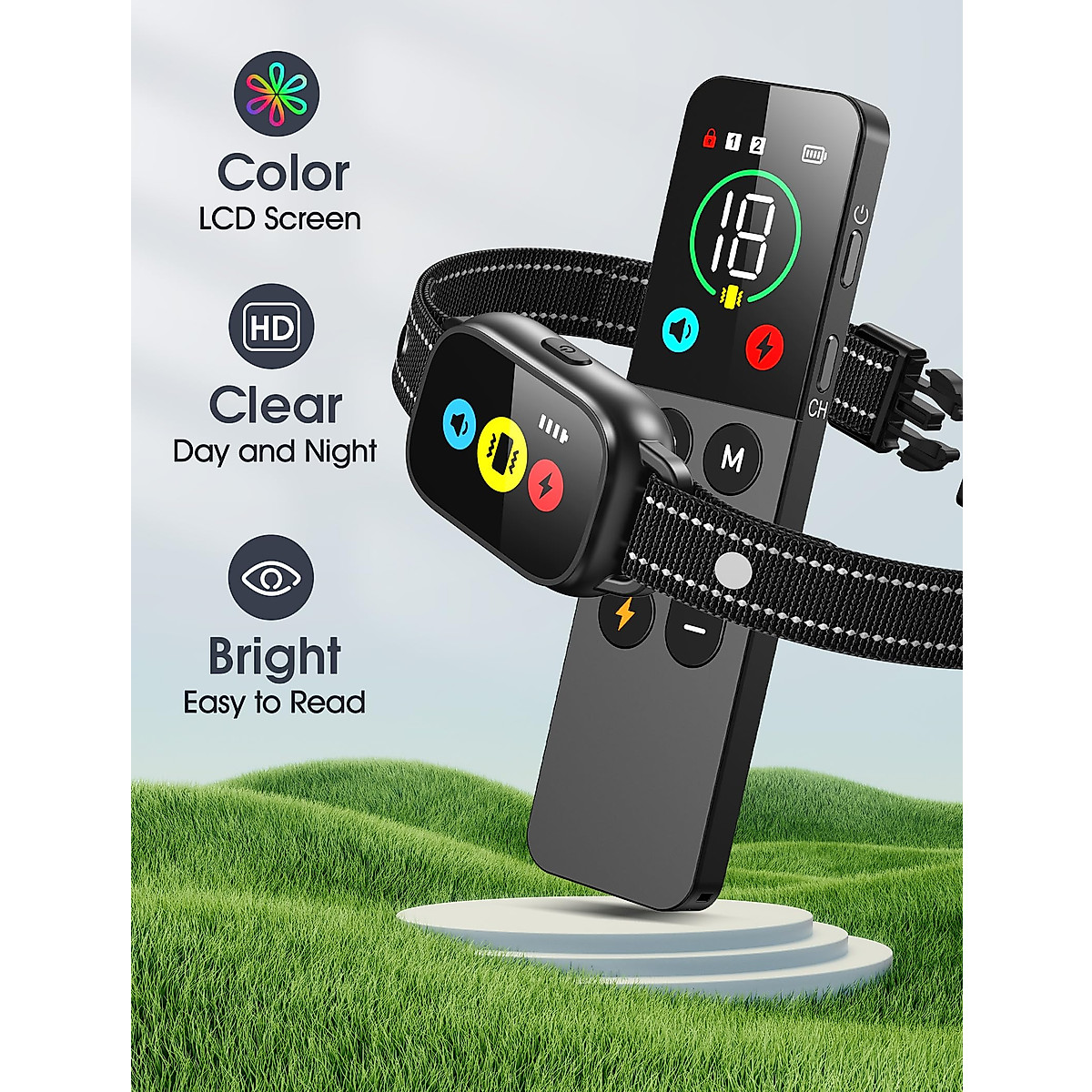 Dog Training Collar with Remote, Smart Dog Shock Collar with 3 Training Modes and Training Icons, Waterproof Electric Dog Shockers for Large and Medium Dogs (8-120 LBS)