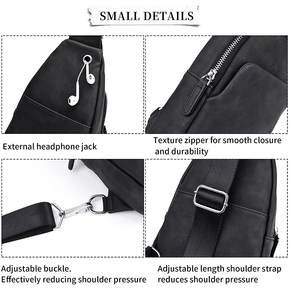FSD.WG sling Backpack for Men Chest Bag Crossbody Shoulder Bags Travel Bag Purse for Men with Water Resistant
