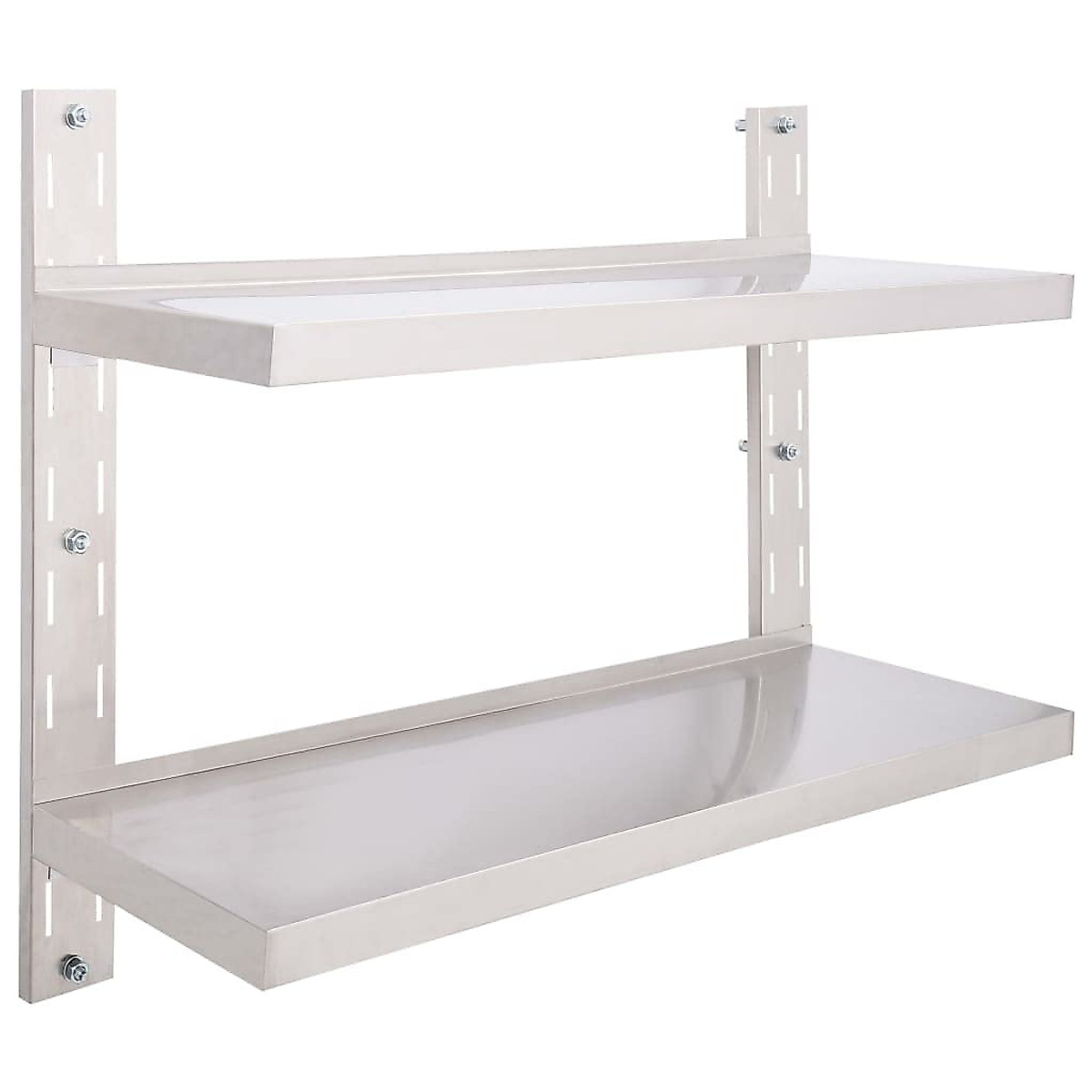 WEMYUFURN 2-Tier Floating Wall Shelf Stainless Steel 39.4"x11.8", Kitchen Wall Cabinet, Floating Bookshelf, CD Wall Shelf, Floating Shelves for Home Décor, and Space-Saving Design