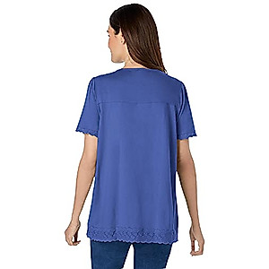 Woman Within Women's Plus Size Lace-Trim Pintucked Tunic - 2X, White