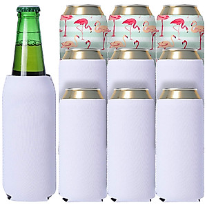 Sublimation Blank Slim Beer Can Sleeves 12 oz Blank Beer Skinny Can Cooler Neoprene Soft Insulated Reusable Drink Caddies for Collapsible Blank DIY Personalized for Parties Events Weddings (40 Pieces)