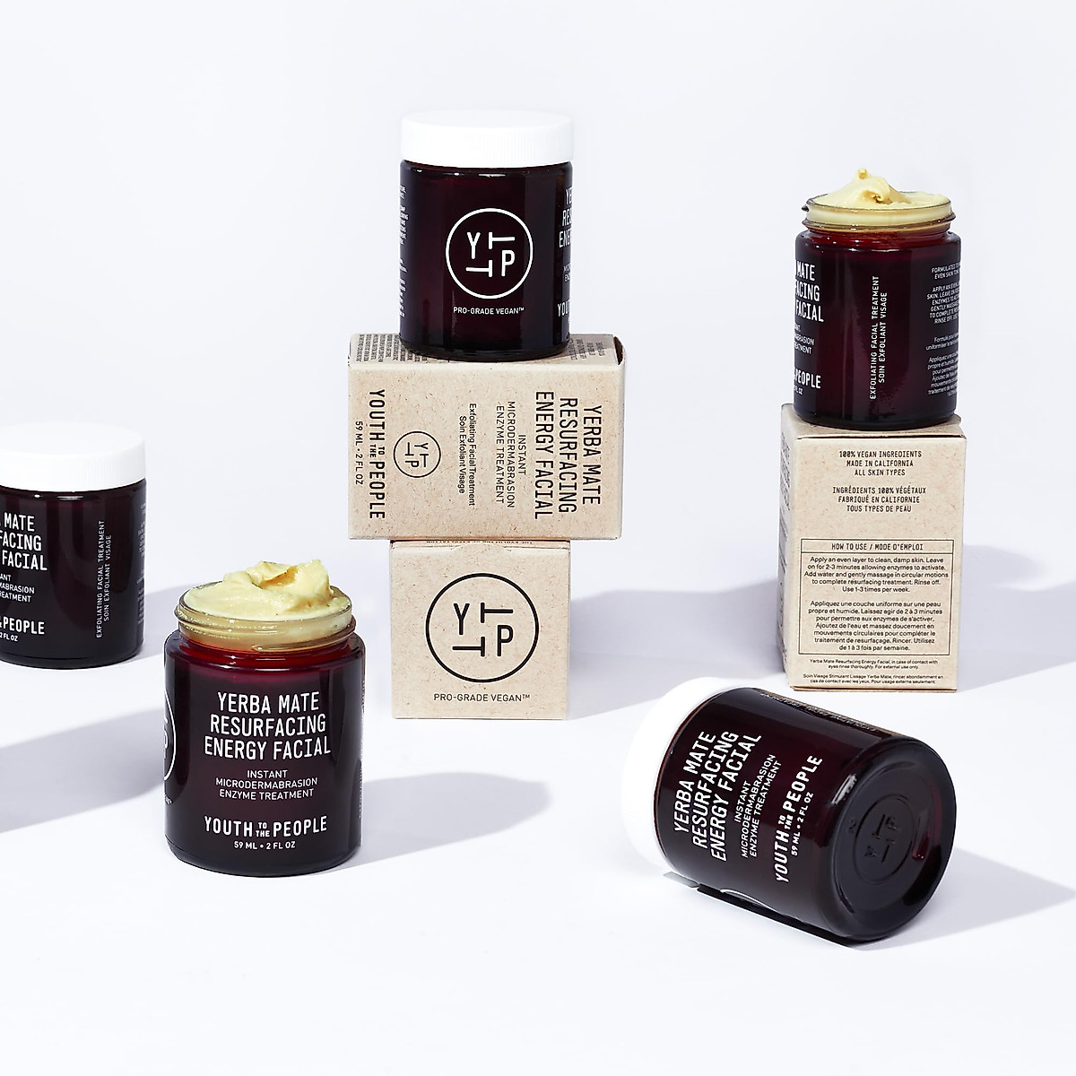 Youth To The People Yerba Mate Resurfacing Energy Facial (2 fl oz), Microdermabrasion Face Scrub, Smooths Skin Texture, Active Enzymes, Sustainable Micro-Exfoliants, Caffeine, Vegan