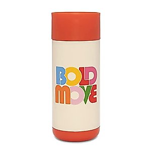 ban.do Hot Stuff Insulated Stainless Steel Thermal Mug, 16 Oz Travel Cup with Lid, Double Wall Tumbler, Bold Move
