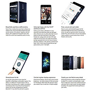 Nokia 5 (16GB, 2GB RAM) 5.2" Polarized HD Display, Android 9.0 Pie, Dual SIM GSM (AT&T/T-Mobile/MetroPCS/Cricket/Mint) Unlocked Smartphone (Silver)