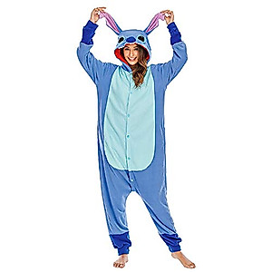 Halloween Animal onesie pajamas for adults stitch onesie cosplay costume homewear Blue, S