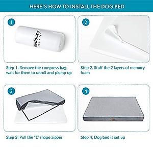 Bedsure Orthopedic Dog Bed for Extra Large Dogs - XL Memory Foam Dog Beds, 2-Layer Thick Pet Bed with Removable Washable Cover and Waterproof Lining (44x32x4 Inches), Grey