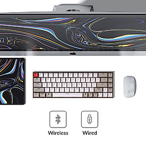 Keychron K6 Hot-Swappable Wireless Mechanical Keyboard for Mac, 65% Compact 68 Keys, Bluetooth, Multitasking, Type-C Wired Gaming Keyboard for Windows Non-Backlit with Keychron Brown Switch