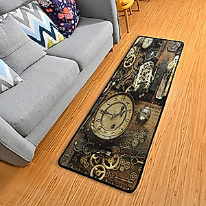 ALAZA Steampunk Ancient Gears Clock Vintage Collection Area Mat Rug Rugs for Living Room Bedroom Kitchen 2' x 6'