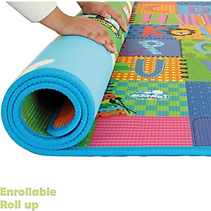 Eckhert Kids playmat Double Side - Large 59.05x78.74x0.4 Inches - Safari Fun