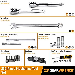 GEARWRENCH 239 Pc. BMC Mechanics Tool Set 1/4, 3/8, 1/2 - 80942