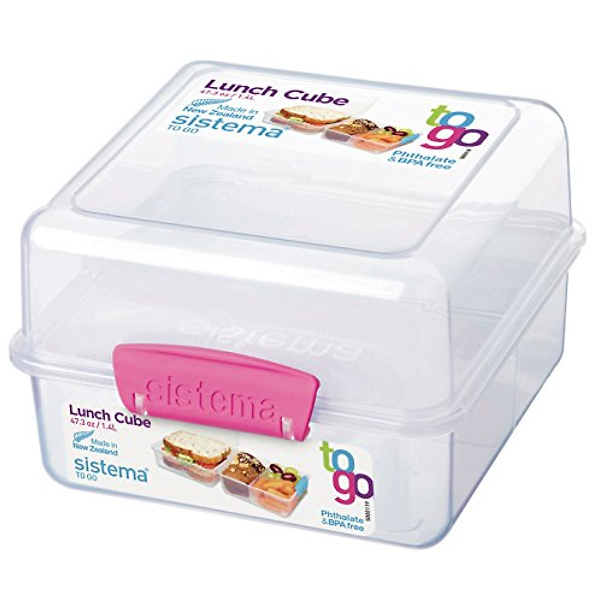 Sistema To Go Collection Lunch Cube Compact Food Storage Container, 5.9 Cup, Color Varies | Great for Meal Prep | BPA Free, Reusable