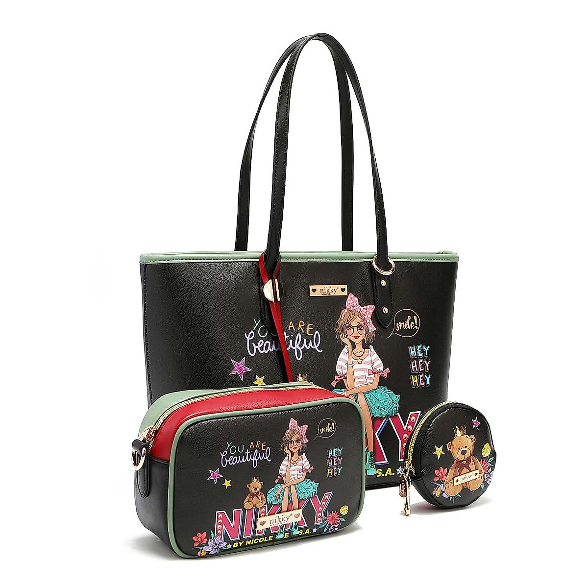 NIKKY EYE CONTACT SHOPPER BAG 3PC SET