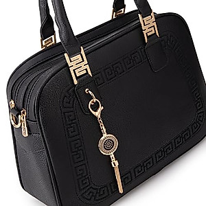 Montana West Satchel Bags for Women Tassel Top Handle Handbags Barrel Purses with Crossbody Strap Black MWC-041BK
