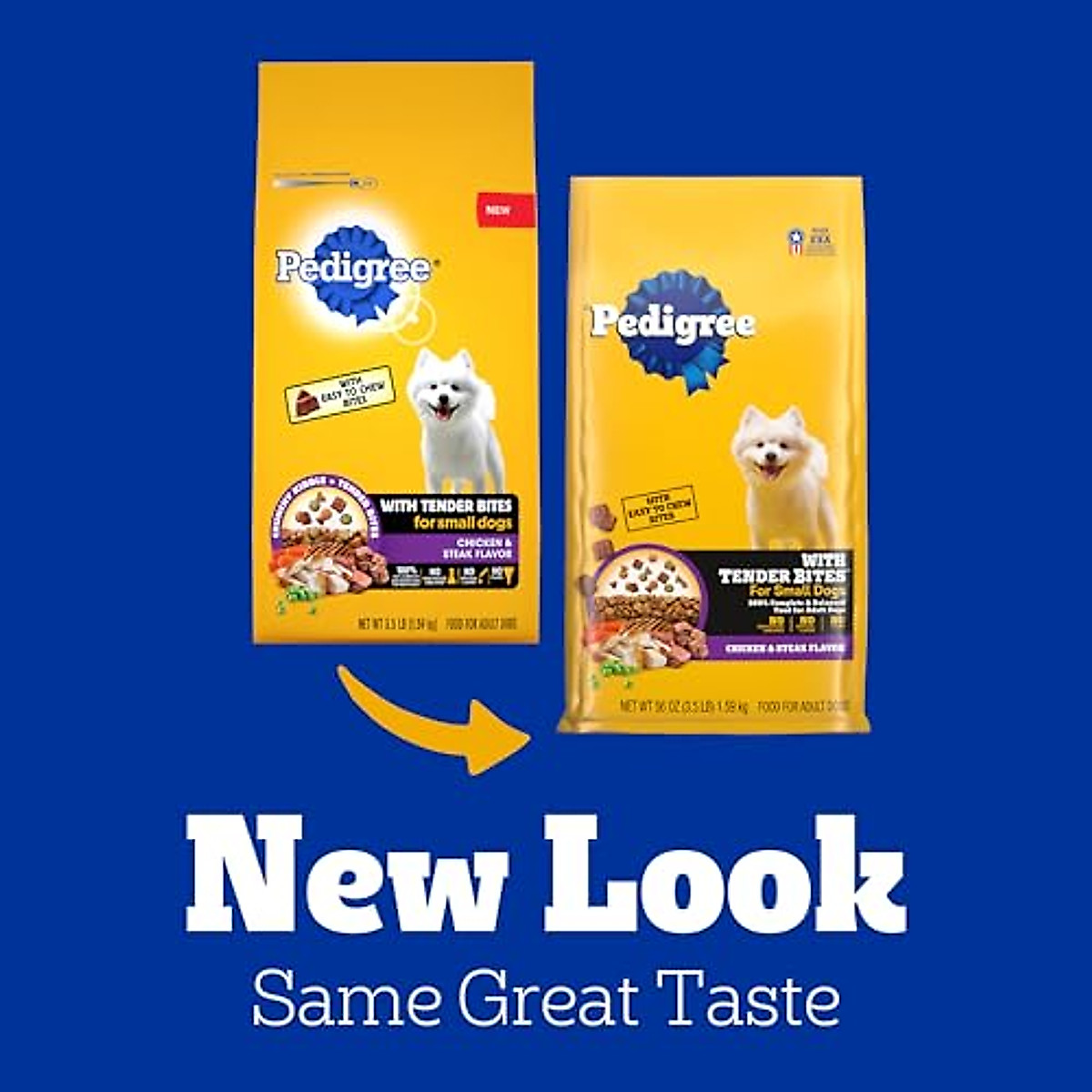 Pedigree With Tender Bites for Small Dogs Adult Dry Dog Food, Chicken and Steak Flavor, 3.5 lb. Bag