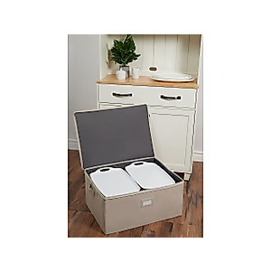 Covermates Platter Serveware Storage Box - Durable Polyester, Dual Zippers, Carrying Handles, ID Window, Kitchen Storage-Beige Heather