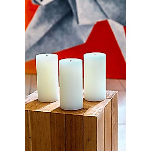 Set of 3 Pillar Candles 3" x 6" Unscented Handpoured Weddings, Home Decoration, Restaurants, Spa, Church Smokeless Cotton Wick - Ivory