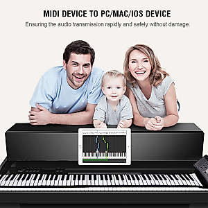 Oxsubor USB MIDI Cable-Upgrade Professional MIDI to USB in-Out Cable Adapter Converter Connect Piano Keyboard to PC/Laptop for Editing&Recording 2M(6.5FT) (Black)