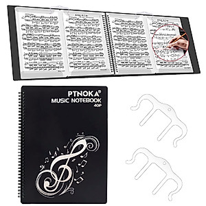 Sheet Music Folders Music Binder 4 Pages Expand Spiral-Bound A4 Size 10 Sleeves 40 Pockets (Black)