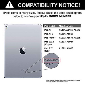 YEKBEE iPad Keyboard Case for iPad 2018 (6th Gen) - iPad 2017 (5th Gen) - iPad Pro 9.7 - iPad Air 2 & 1 - Thin & Light - 360 Rotatable - Wireless/BT - Backlit 7 Color (9.7, Black)