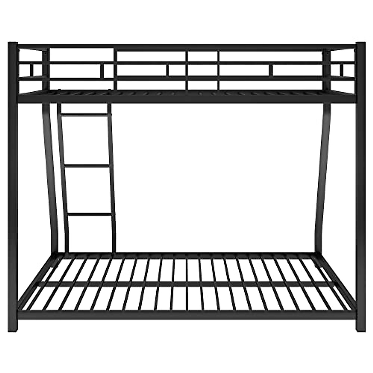 HAUSHECK Bunk Bed Twin Over Full Size, Heavy Duty Metal Bunk Beds with Ladder and Safety Guardrail, Floor Bed Frame for 2 or 3 Kids, Teens & Adults, No Box Spring Needed, Noise Free, Space Saving
