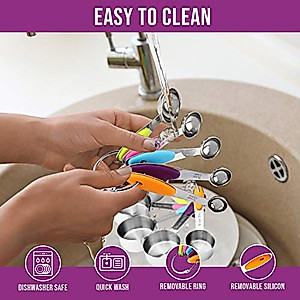 Measuring Cups and Spoons Set 11 Piece. Includes 10 Stainless Steel Measuring Spoons and Cups Set and 1 Plastic Measuring Cup. Liquid Measuring Cups Set and Dry Metal Measuring Cup Set